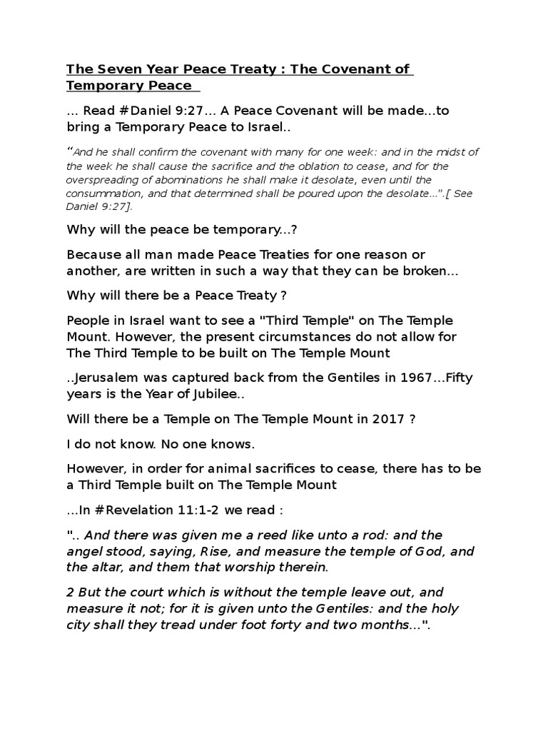 The Seven Year Peace Treaty - The Covenant of Temporary Peace | PDF ...