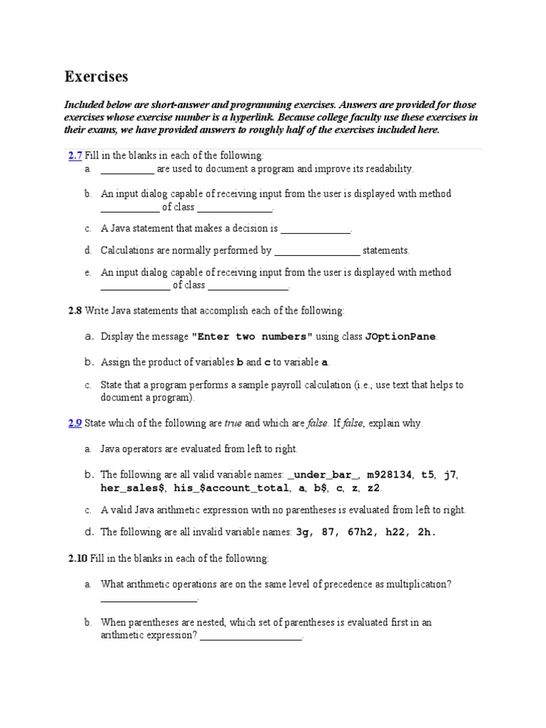 Exercises | PDF | Pi | Integer (Computer Science)