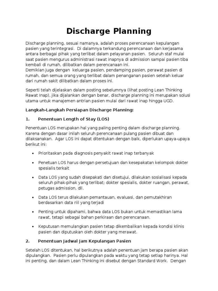 Discharge Planning (Contoh) | PDF