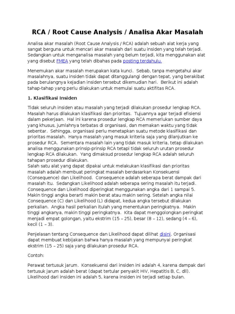 RCA (Contoh) | PDF