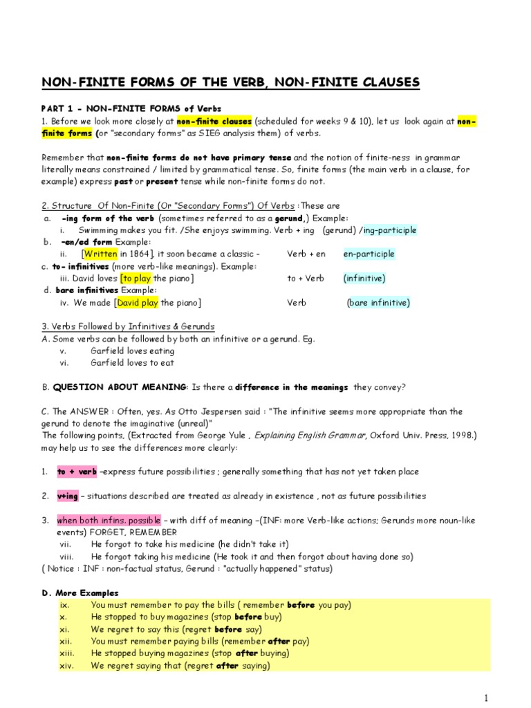 English Grammar - Non Finite Forms of Verbs | PDF | Clause | Semantic Units