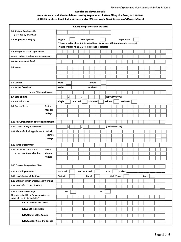 Regular Employee Details Form | PDF | Husband | Interest