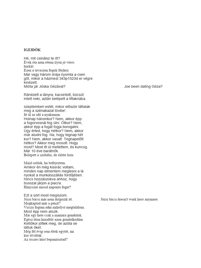 English Hungarian Sentences