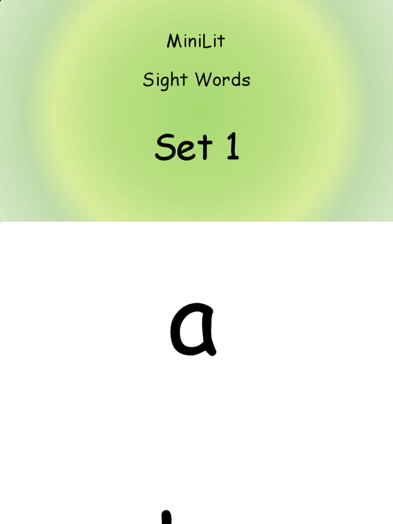 MiniLit Set 1 Sight Words Guide | PDF