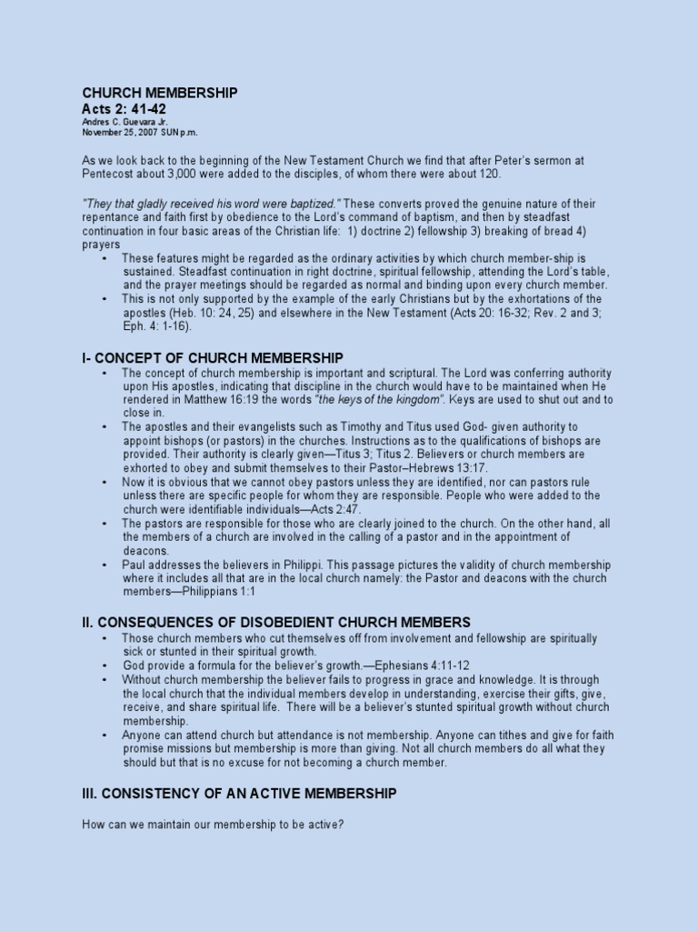 Church Membership | PDF | Christian Denominational Families ...