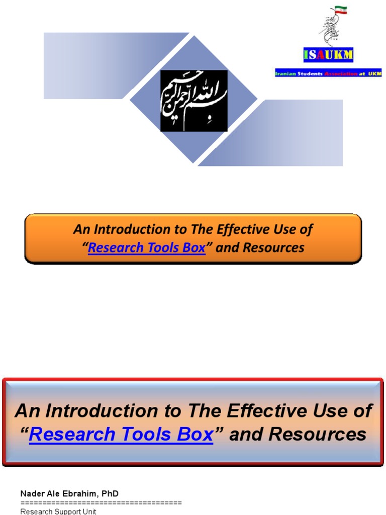 An Introduction To The Effective Use of "Research Tools Box" and ...