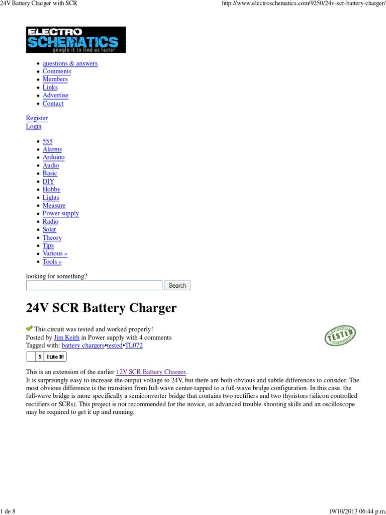 24V Battery Charger With SCR | PDF | Amplifier | Operational Amplifier