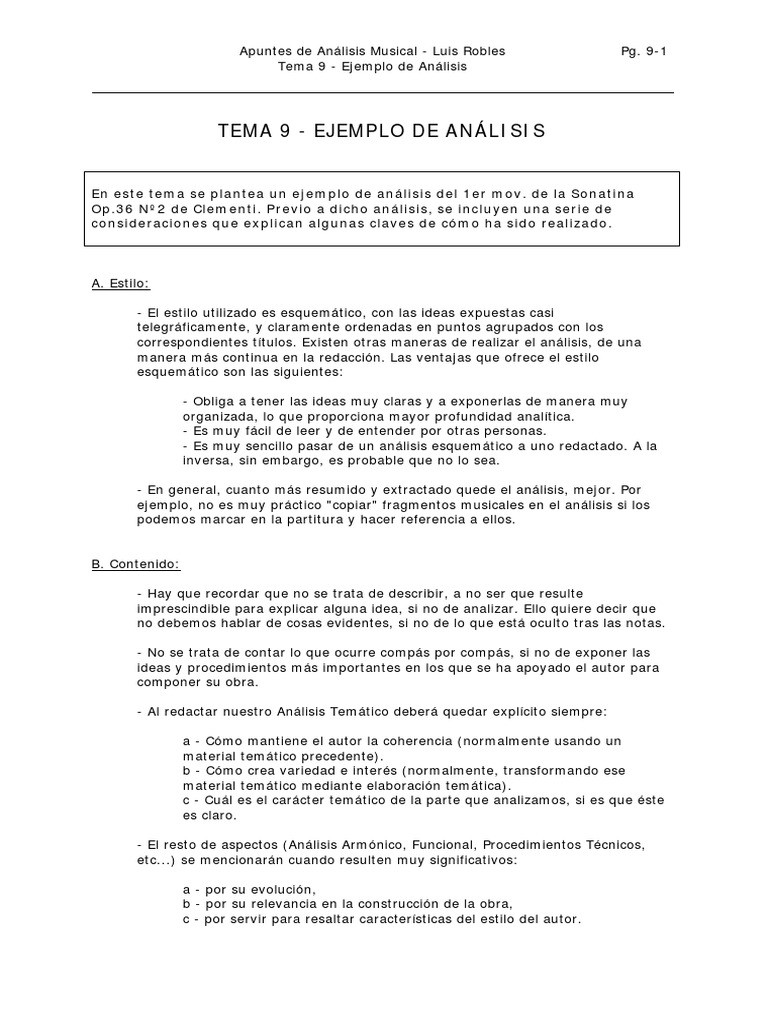 Analisis Musical - Tema 09 - Ejemplo de Analisis | PDF | Sonata | Armonía