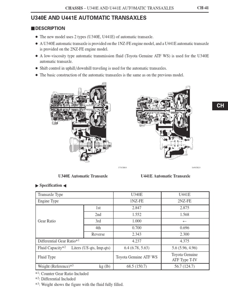 U340 441E Description | Automatic Transmission | Transmission (Mechanics)