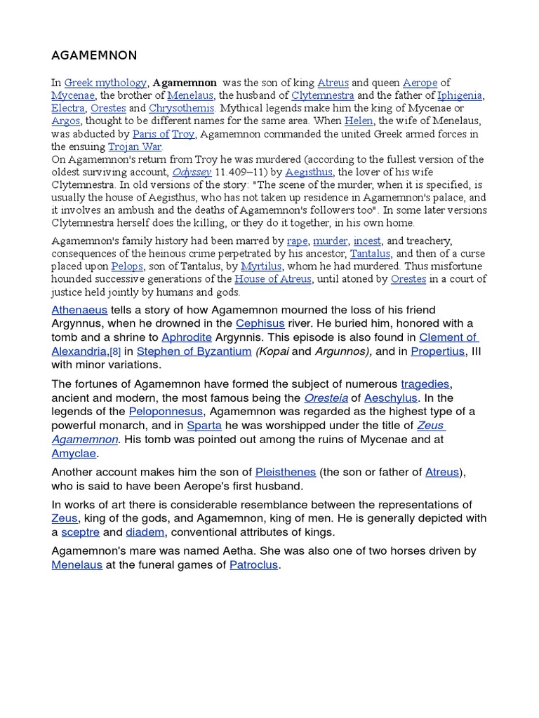 Agamemnon | PDF | Agamemnon | Clytemnestra