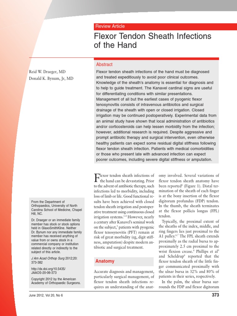 Flexor Tendon Sheath Infections | PDF | Thumb | Antibiotics