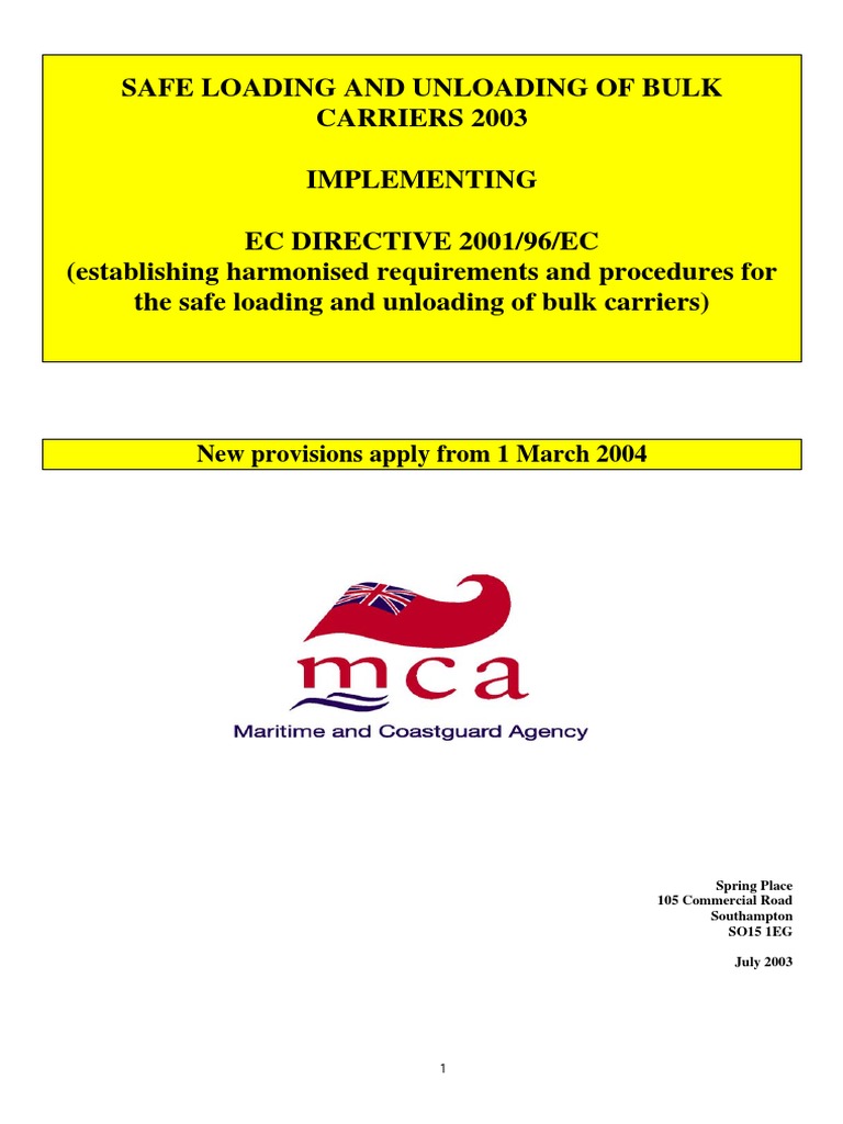 Bulk Cargo - Safe Loading and Unloading of Bulk Carriers 2003 - Uk Govt ...