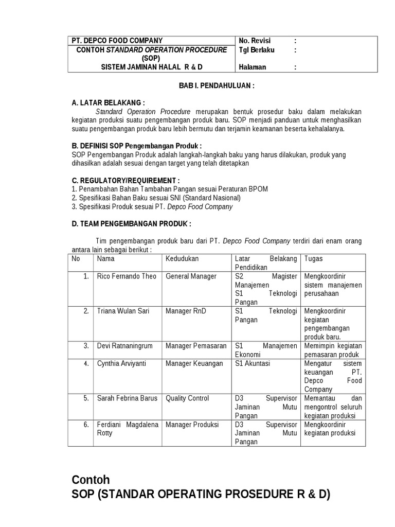 Contoh Sop NPD Dari Lena | PDF | Memasak, Makanan, & Anggur | Sains ...