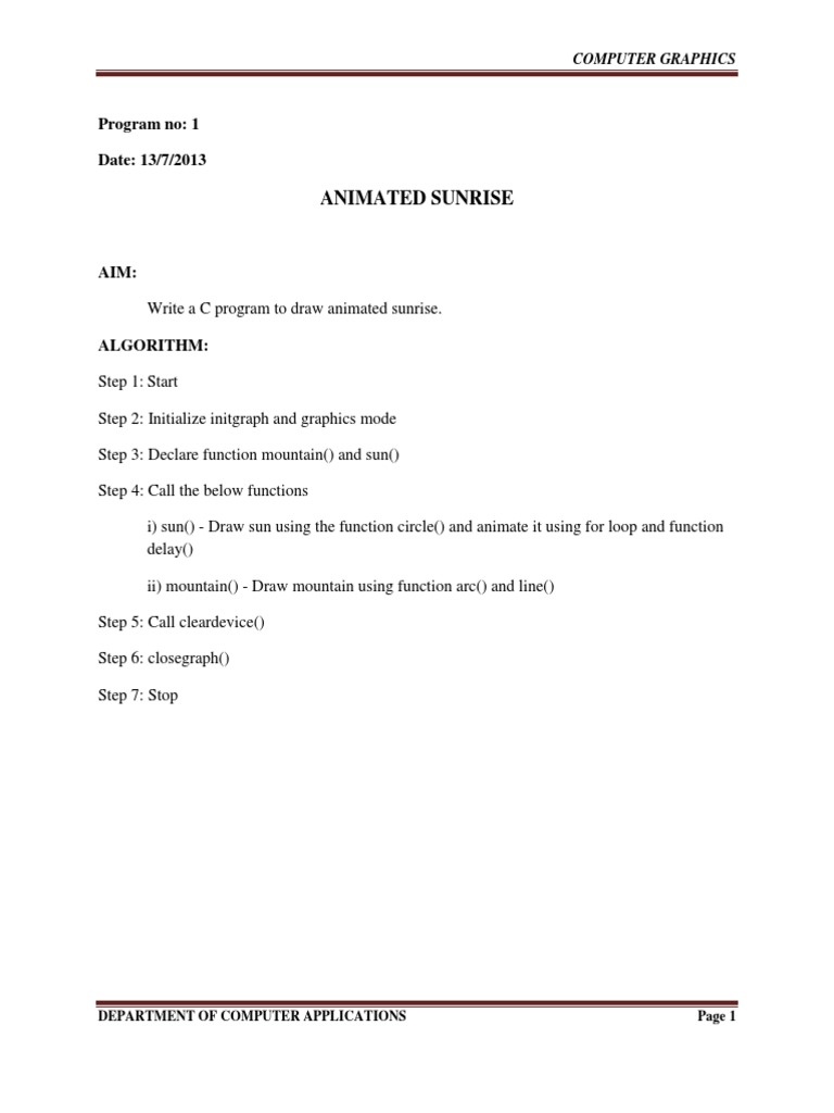 Computer Graphics Using C - Lab Record | PDF | Typefaces | Cartesian ...