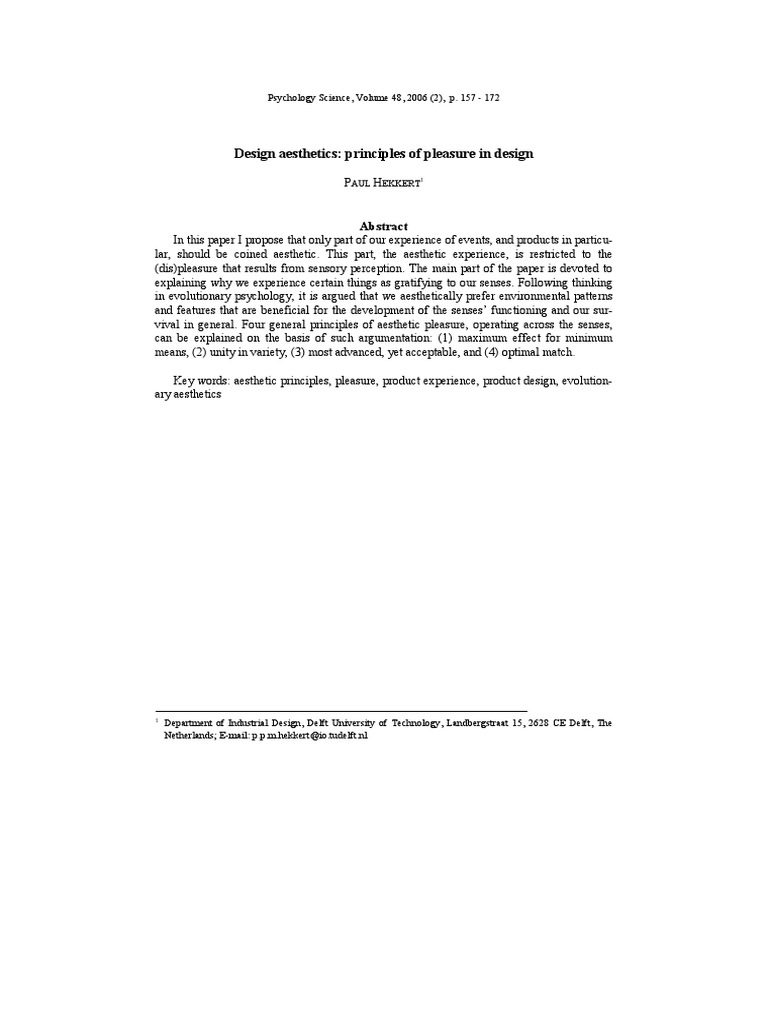 Design Aesthetics Principles of Pleasure in Design | PDF | Aesthetics ...