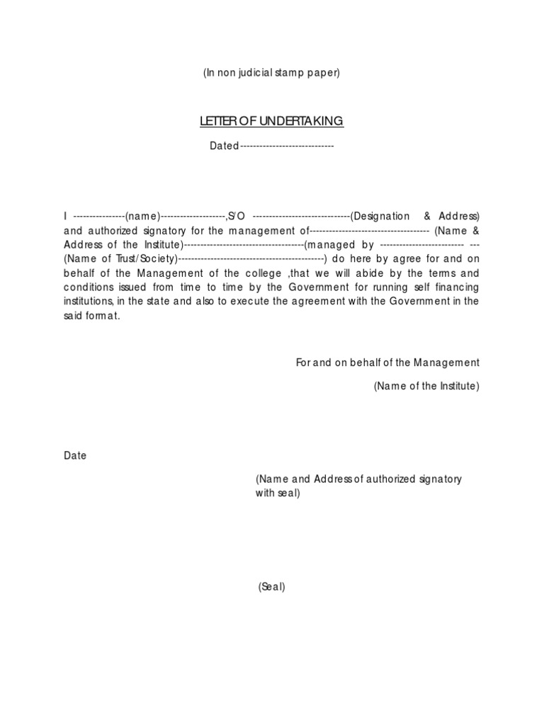 Letter of Undertaking for Institutes | PDF