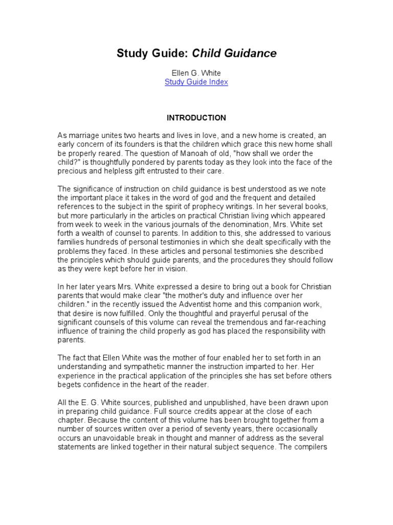 Child Guidance Study Guide Overview | PDF