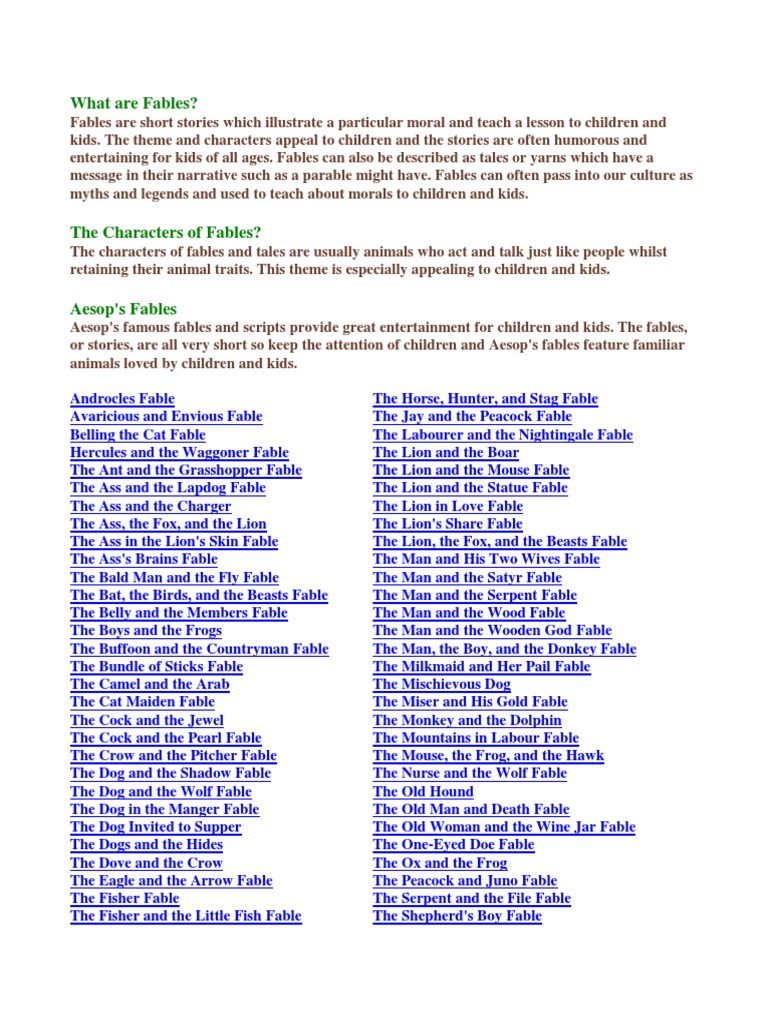 What Are Fables | PDF | Aesop | Aesop's Fables