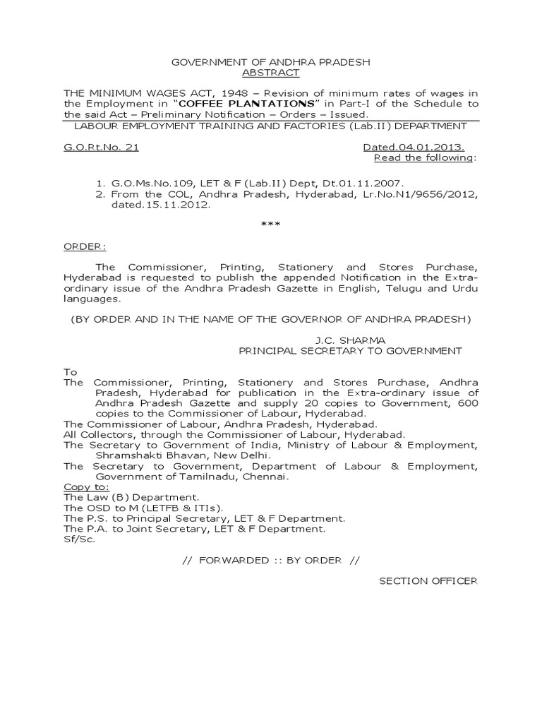 REVISION OF MINIMUM WAGES | PDF | Piece Work | Wage