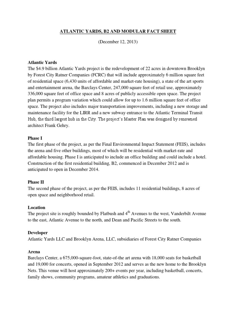 Atlantic Yards B2 Modular Housing Overview | PDF | Industries | Business