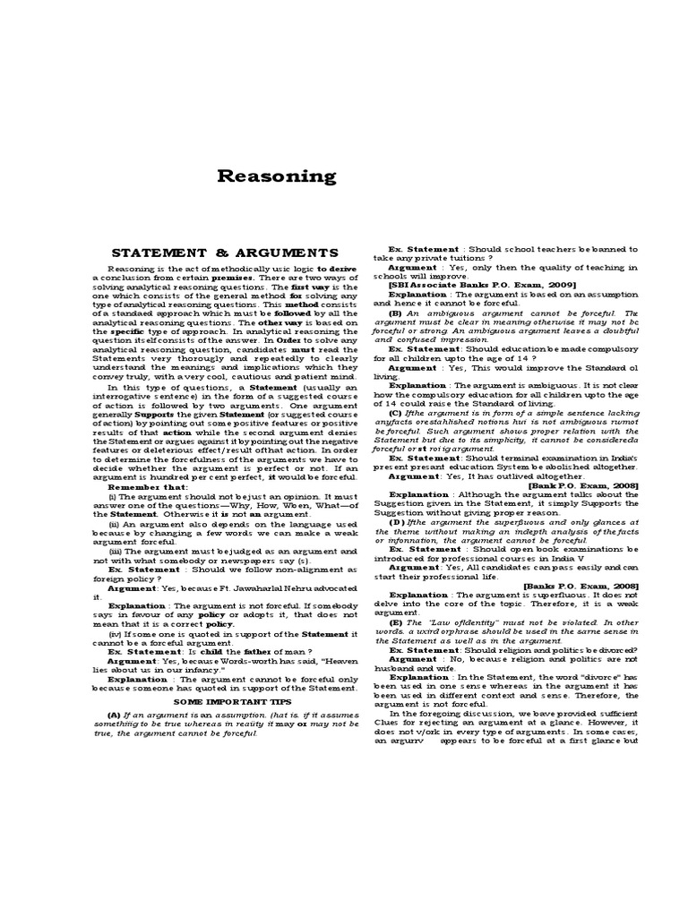 Analytical Reasoning: Evaluating Arguments | PDF | Career & Growth