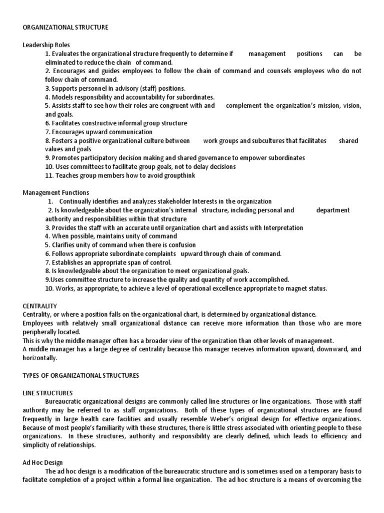 Organizational Structure Nursing | PDF | Organizational Structure ...