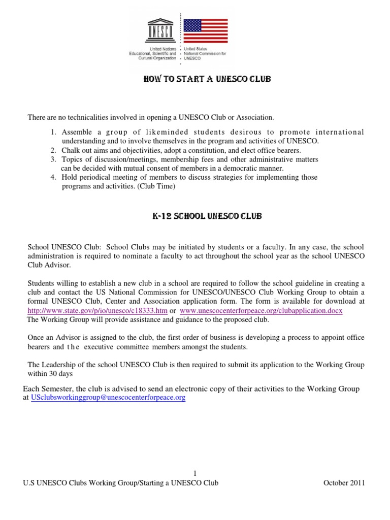 How To Start A UNESCO Club | PDF | Unesco | Committee