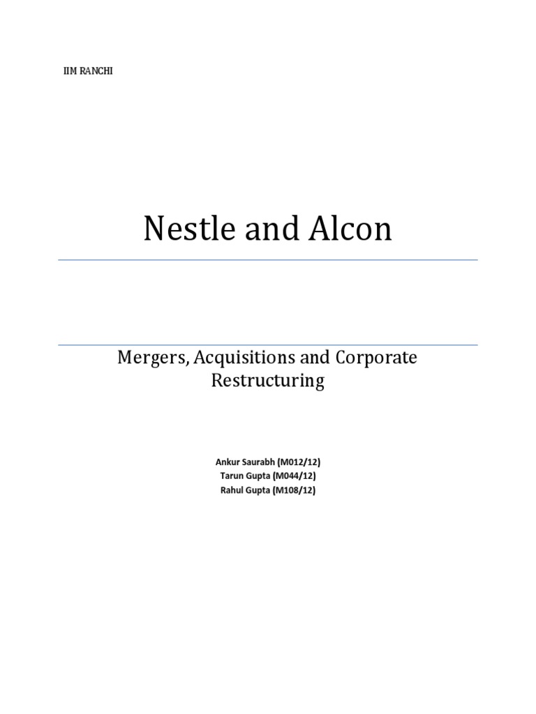 Nestle and Alcon Case Solution | PDF | Stocks | Investor