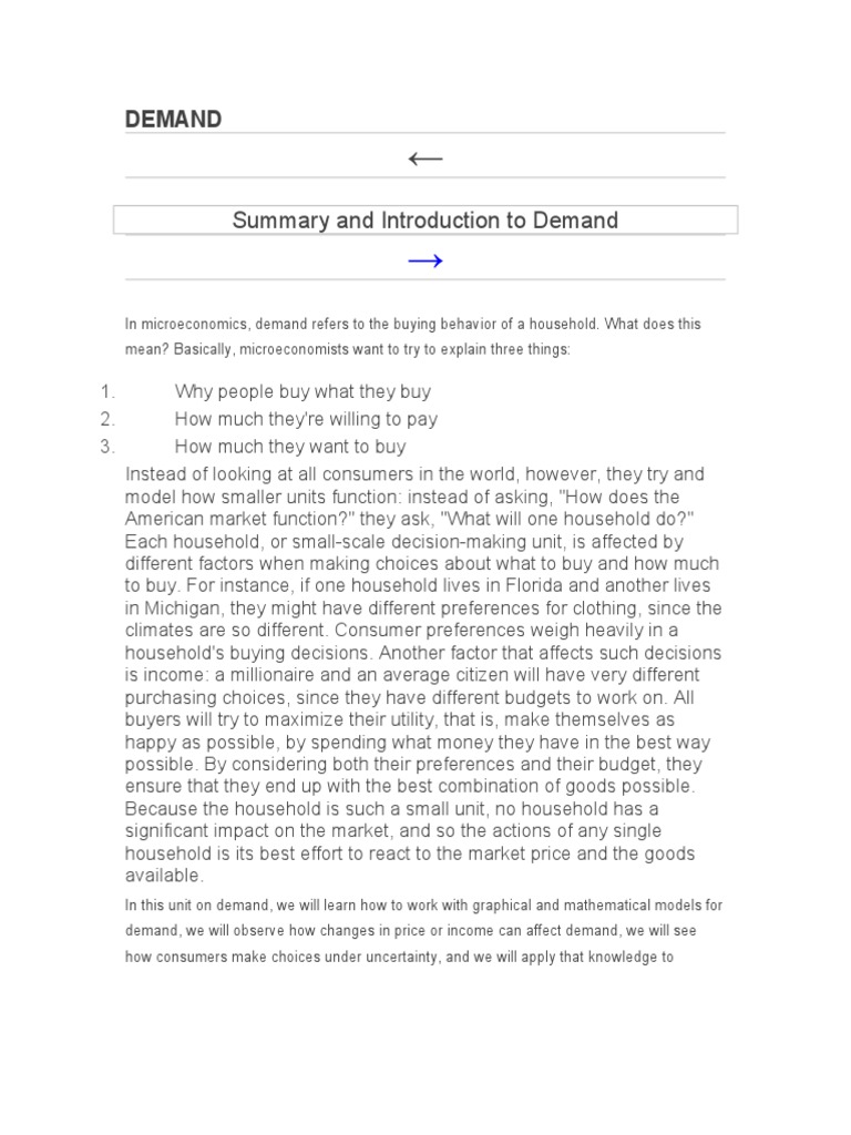 Demand: Summary and Introduction To Demand | Download Free PDF | Demand ...