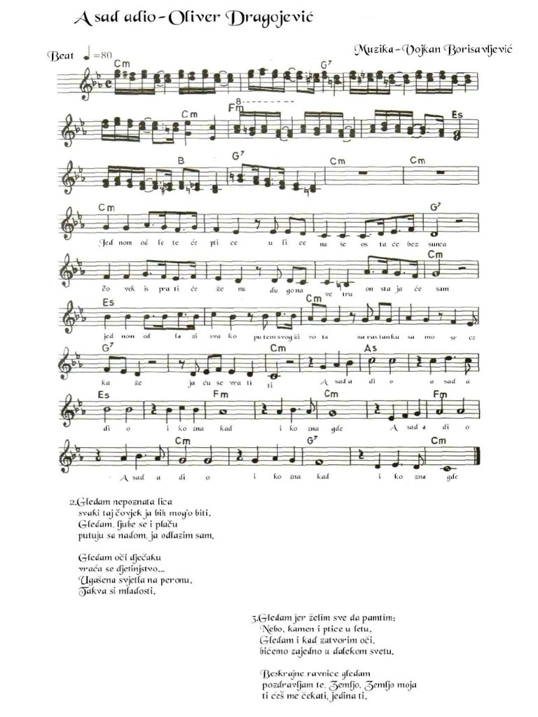 A Sad Adio Oliver Dragojevic | PDF