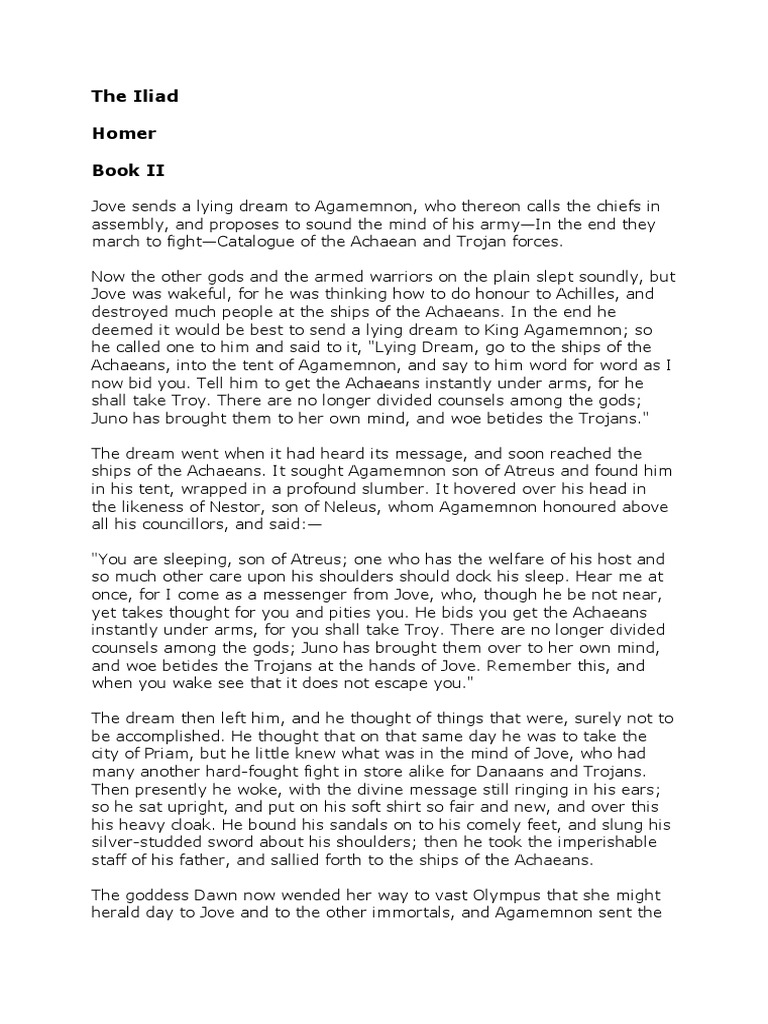 The Iliad Book II | PDF | Iliad | Agamemnon