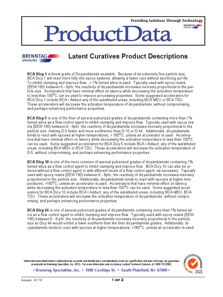 Latent Curatives Descriptions | PDF | Epoxy | Physical Chemistry