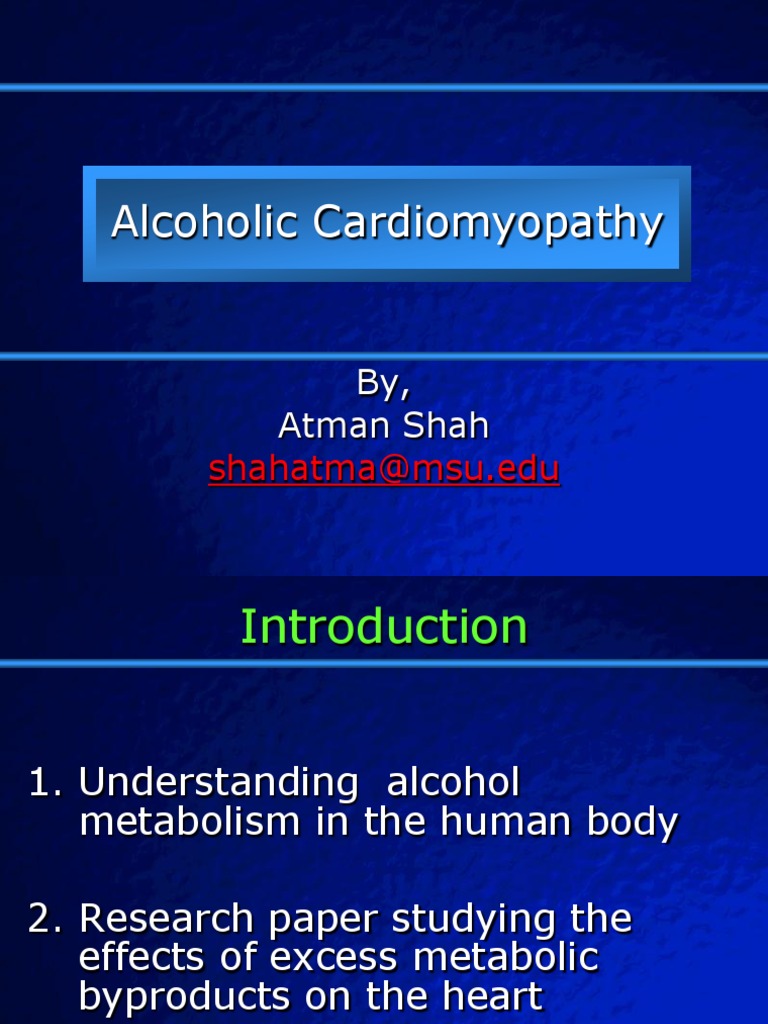 Alcoholic Cardiomyopathy: Shahatma@msu - Edu | PDF | Ethanol | Cardiac ...