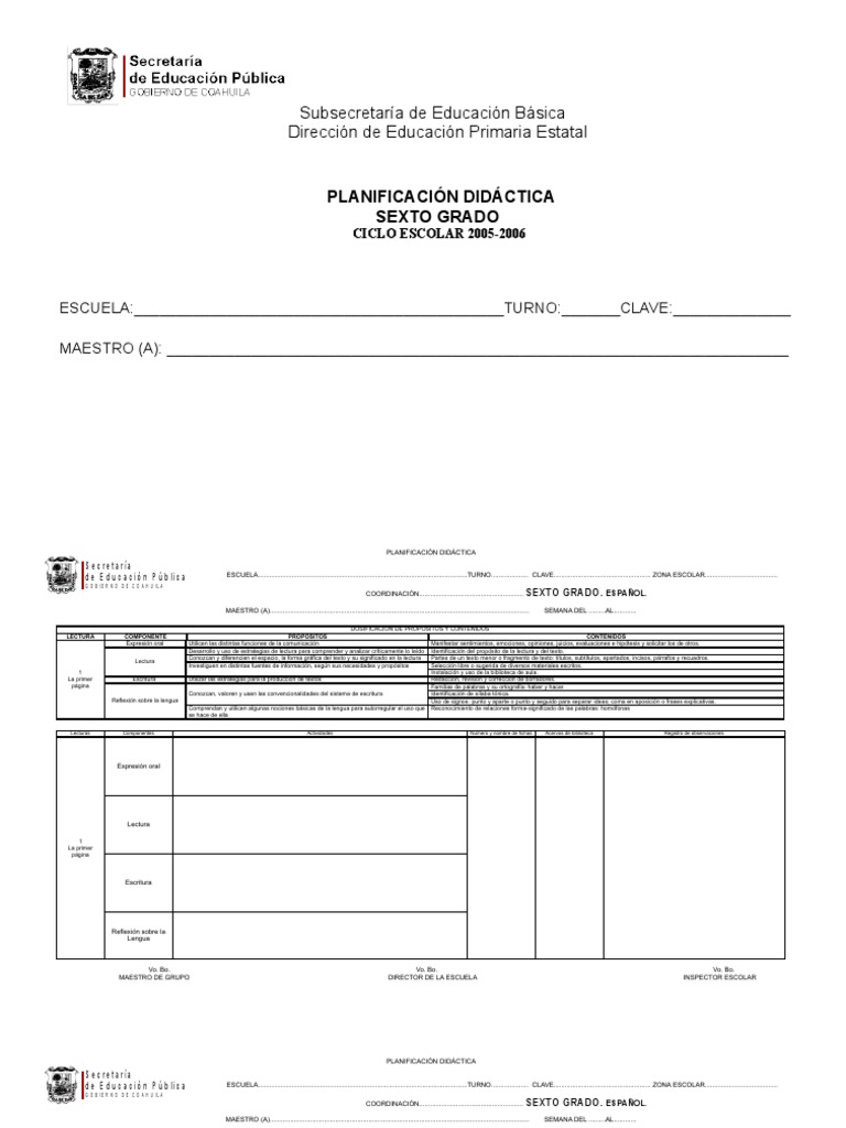 Planificacion Sexto Espanol | PDF | Business