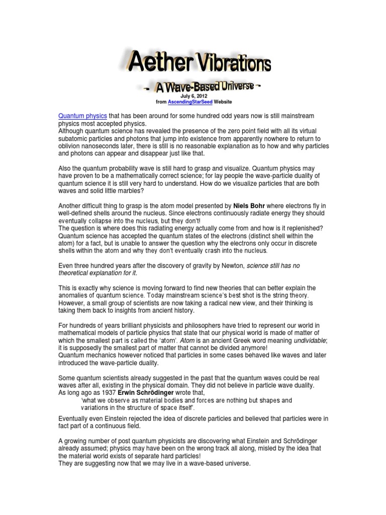 Aether Vibrations | PDF | Universe | Luminiferous Aether