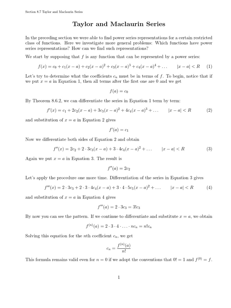 Taylor and Maclaurin Series | Download Free PDF | Series (Mathematics ...
