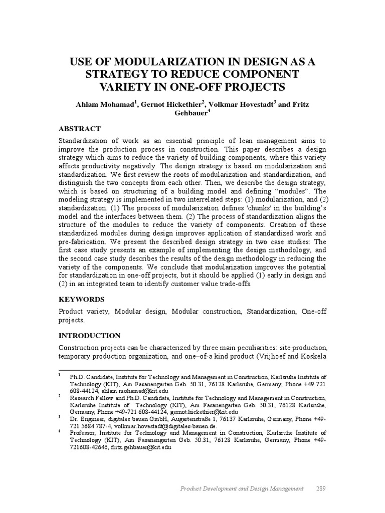 MOHAMAD ET AL 2013 Use of Modularization in Design As A Strategy To ...