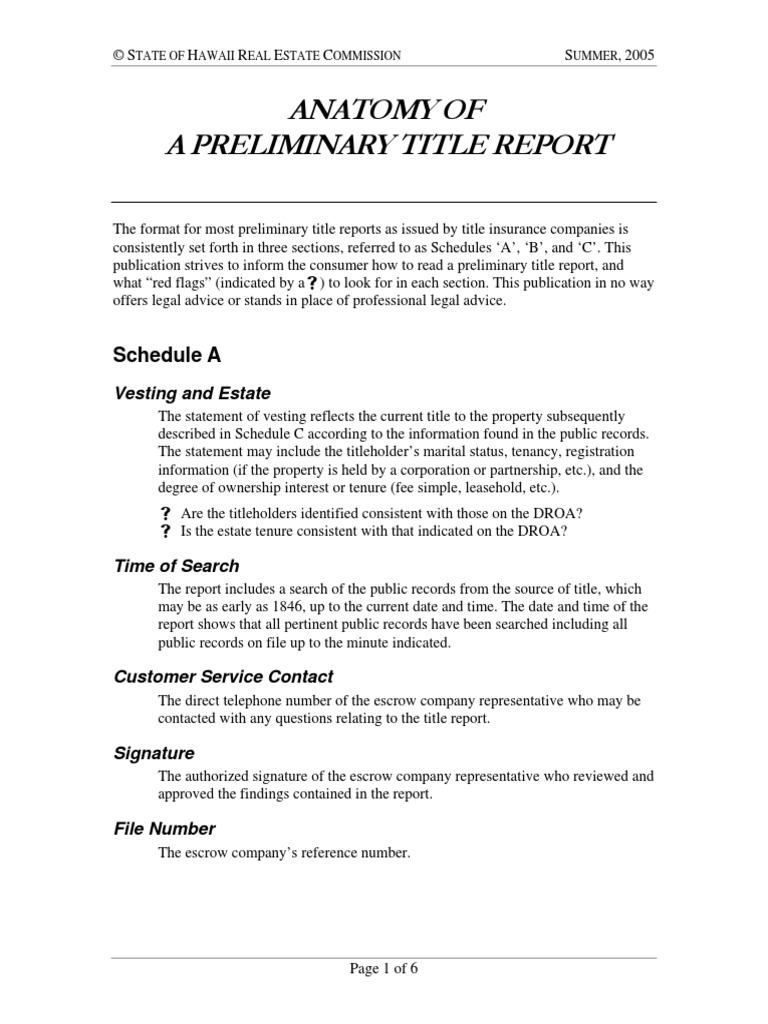 Anatomy of A Preliminary Title Report - Final | PDF | Easement | Lien