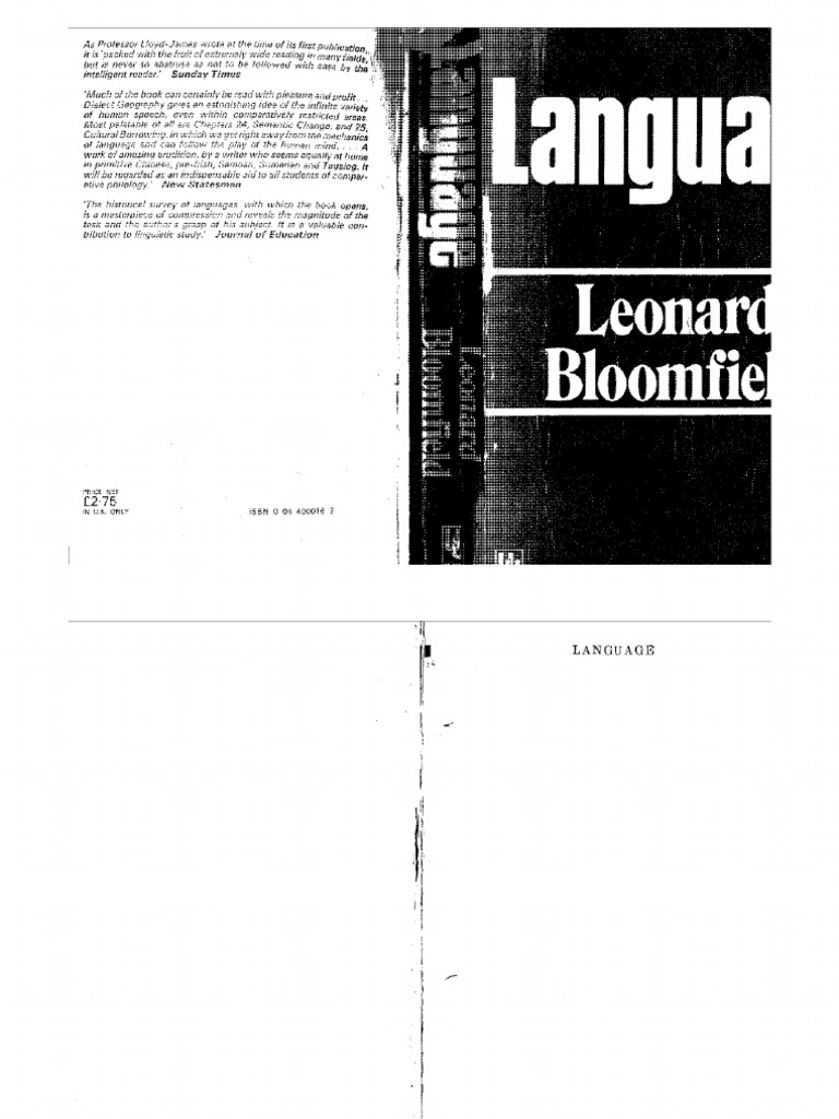 Bloomfield - Language (1935) | PDF | Sanskrit | Linguistics