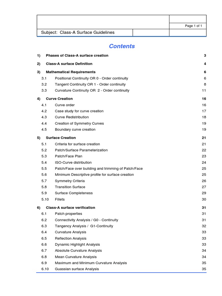 Subject: Class-A Surface Guidelines | PDF | Curvature | Curve