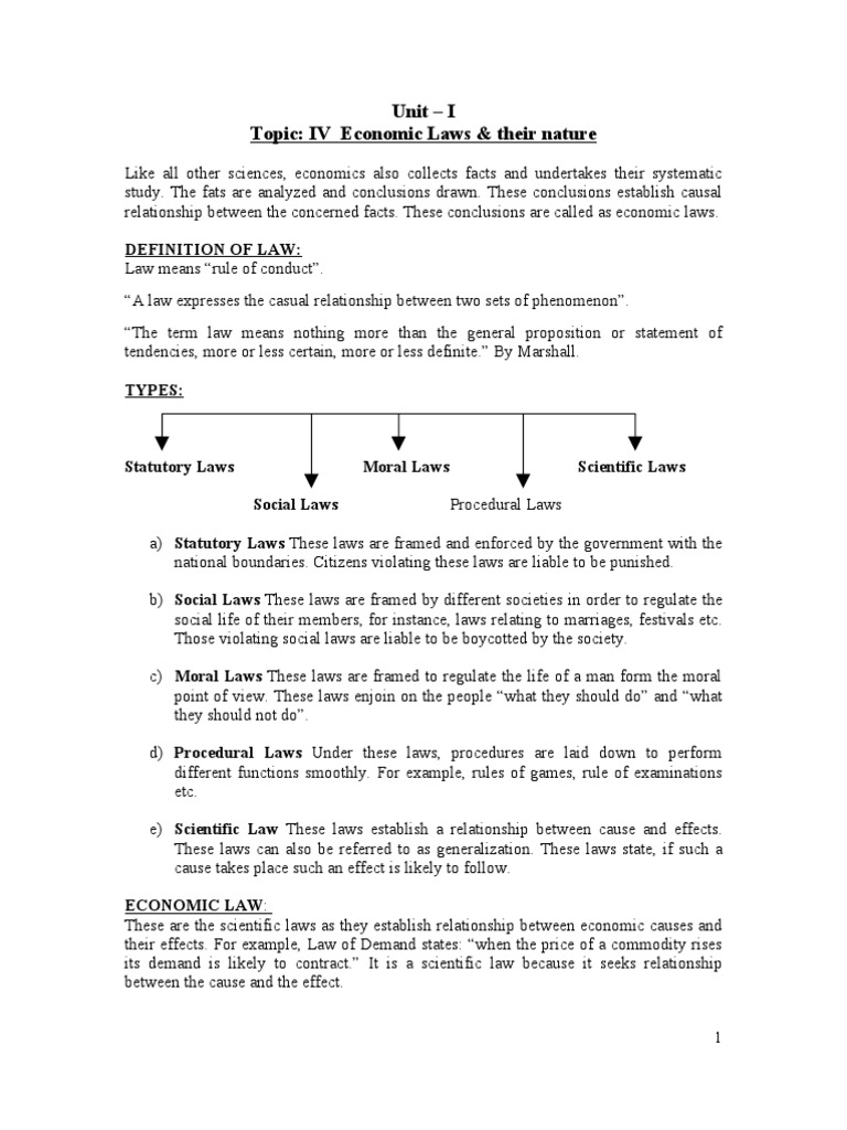 Unit 1 Economic Laws | PDF | Economics | Prices