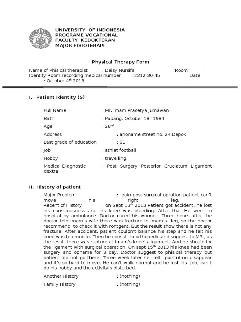 Formulir Fisioterapi | PDF | Physical Therapy | Diseases And Disorders