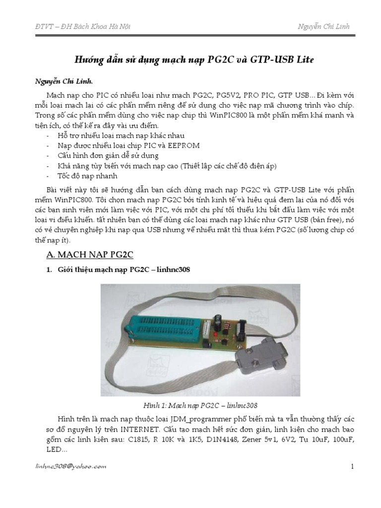 huong dan cai đặt PG2C - GTP-usb winpic 800 | PDF