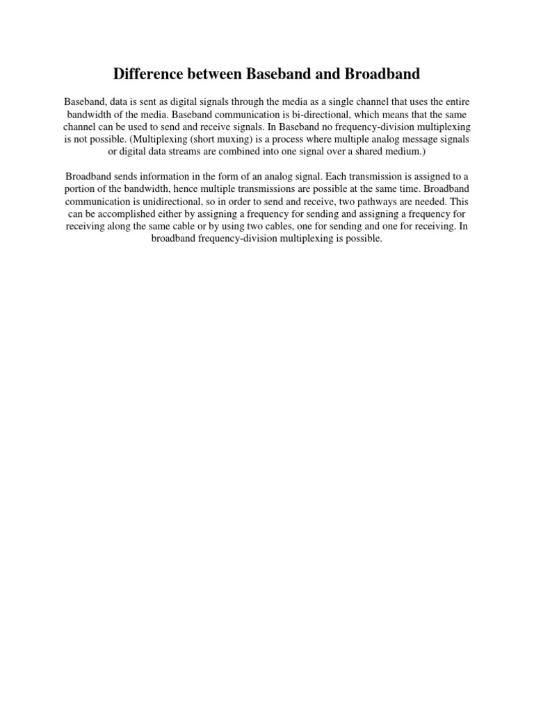 Baseband vs. Broadband Explained | PDF