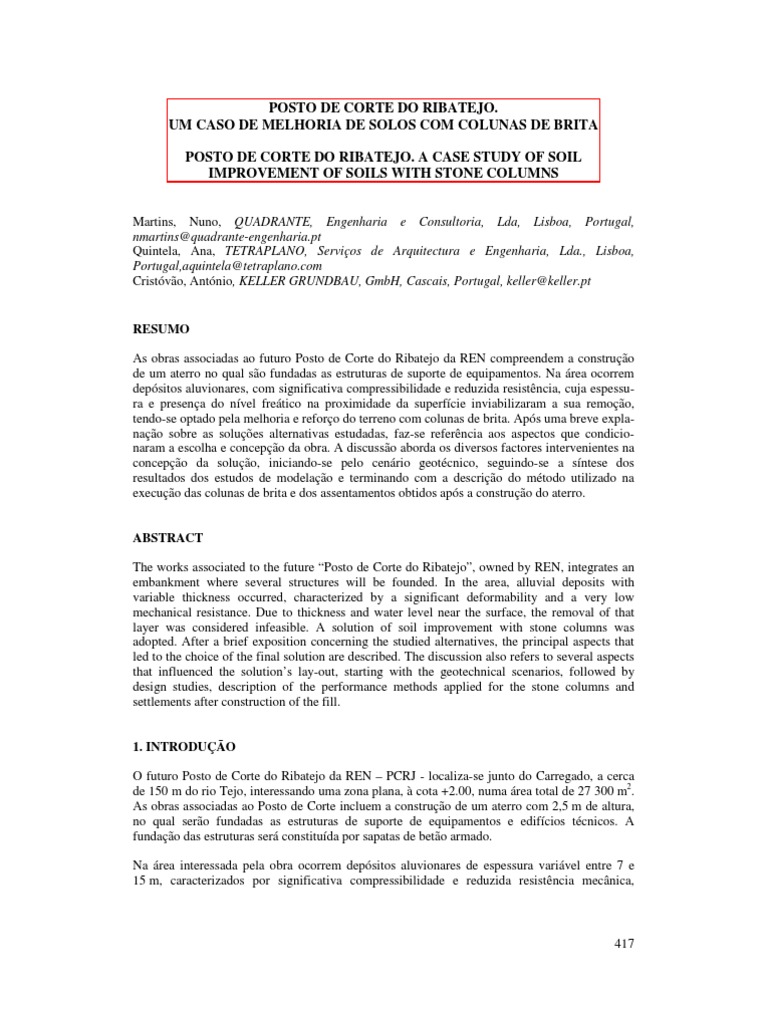 Melhoria de Solos com Colunas de Brita | PDF | Tempo | Terremotos