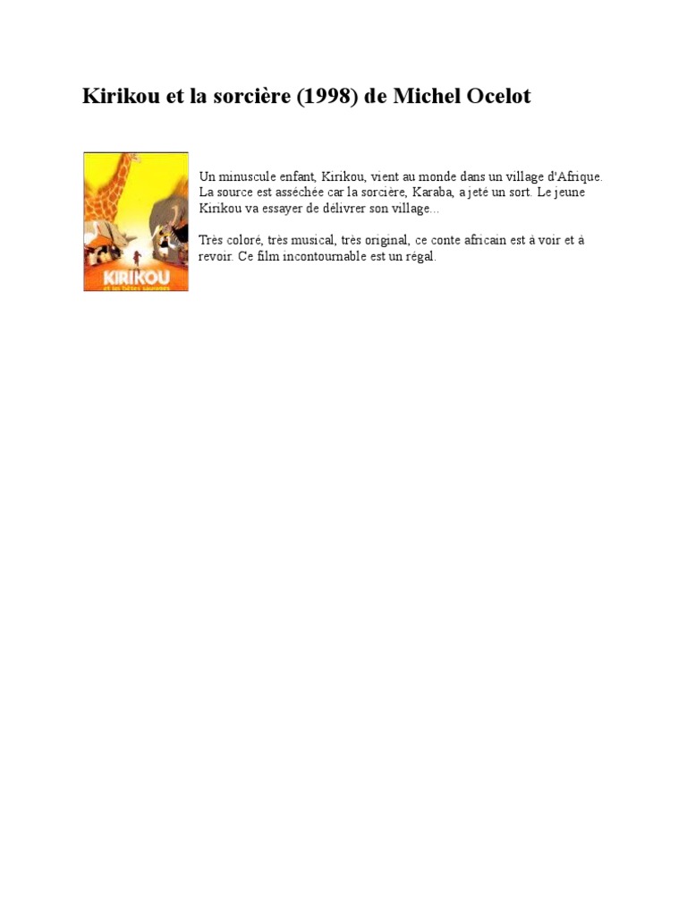 Kirikou Et La Sorcière | PDF