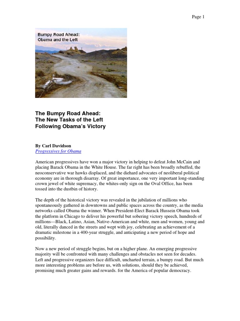 The Bumpy Road Ahead | PDF | Socialism | Barack Obama
