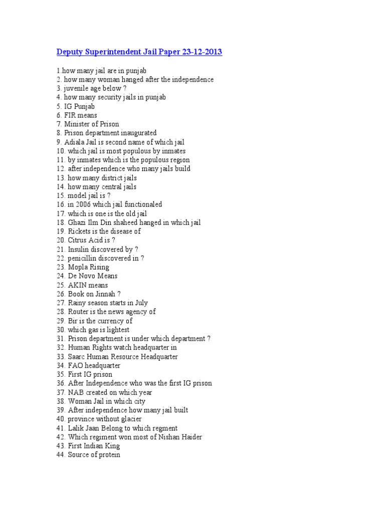 Deputy Superintendent Jail Paper | PDF | Prison | Violence