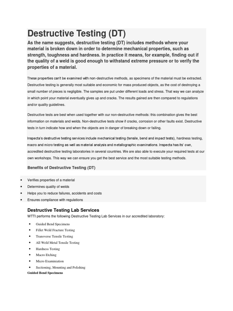 Destructive Testing | PDF | Welding | Construction