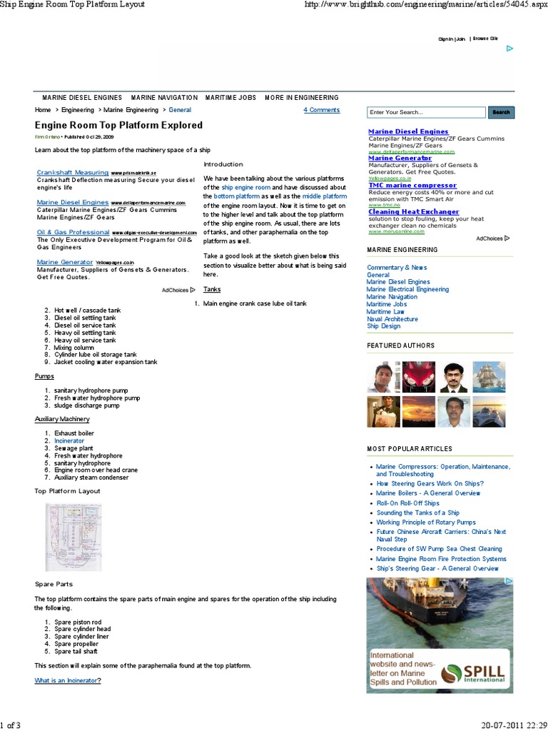 Ship Engine Room Top Platform Layout | PDF | Marine Propulsion | Engines